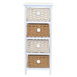 Pharao24.de Badregal mit K&ouml;rben in Wei&szlig; - Braun - Creme Landhausstil