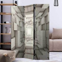 Pharao24.de Spanische Wand in modernem Design 3D Motiv Holzoptik