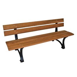 Pharao24.de Gartenbank Holz aus Eukalyptus massiv Gusseisen aus Eukalyptusholz 180x73x60 cm Pharao24