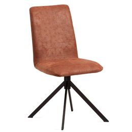 Pharao24.de Esstisch St&uuml;hle Polsterstuhl in Cognac Braun mit Gestell aus Metall (2er Set)