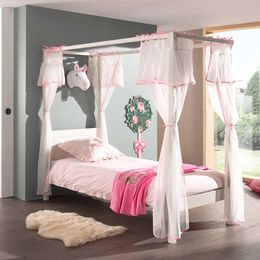 Pharao24.de M&auml;dchenkinderbett mit Himmel Wei&szlig; und Rosa