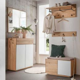 Pharao24.de Garderobenkombination Flurgarderobe in Wei&szlig; und Asteichefarben (f&uuml;nfteilig)