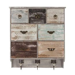 Pharao24.de Wand Regal mit Schubladen und drei Kleiderhaken Shabby Chic Stil