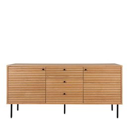 Pharao24.de Wohnzimmer Kommode Sideboard in Eichefarben mit drei Schubladen
