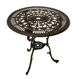 Pharao24.de Runder Gartentisch in Bronzefarben Aluminium