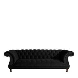 Pharao24.de Schwarzes Neo Barock Sofa aus Samtvelours 253 cm breit