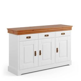 Pharao24.de Sideboard Kommode in Wei&szlig; mit drei Schubladen
