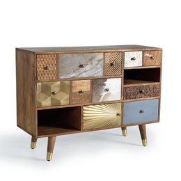 Pharao24.de Kommode Sideboard handgearbeitet mit offenen F&auml;chern