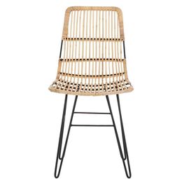 Pharao24.de Rattan St&uuml;hle in Beige Metallgestell (2er Set)