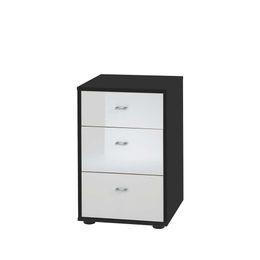 Pharao24.de Kleine Kommode in Schwarz Wei&szlig; Glas beschichtet
