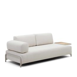 Pharao24.de Sofa mit Stecktisch in Beige Chenille 232 cm breit - 98 cm tief
