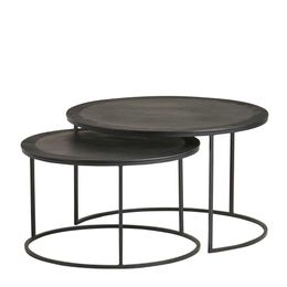 Pharao24.de Wohnzimmer Tische Metall in Schwarz Industry und Loft Stil (zweiteilig)