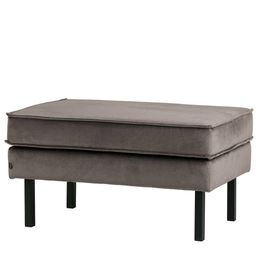 Pharao24.de Sitzhocker in Taupe Samt Retro Design