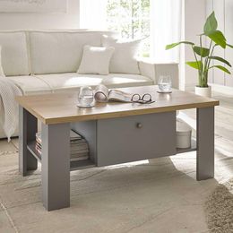 Pharao24.de Landhausstil Sofatisch mit zwei Schubladen 107 cm breit