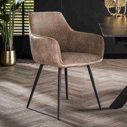 Pharao24.de Polsterstuhl Set in Beige Samt (2er Set)
