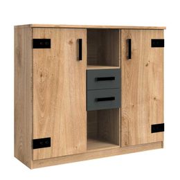 Pharao24.de Modernes Sideboard mit zwei Schubladen und T&uuml;ren 105 cm hoch