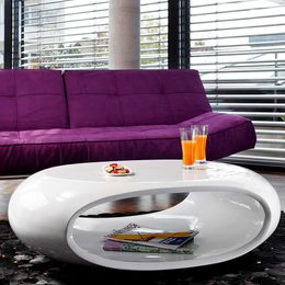 Pharao24.de Moderner Couchtisch in Hochglanz Wei&szlig; oval
