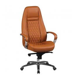 Pharao24.de Ergonomischer Chefsessel in Hellbraun Kunstleder und Echtleder