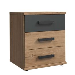 Pharao24.de Industriestil Nachtkonsole mit drei Schubladen 55 cm hoch