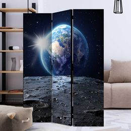 Pharao24.de Fotodruck Paravent in Schwarz und Blau Weltraum Motiv Erde