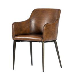 Pharao24.de Esstischsessel in Braun Kunstleder Retrostil (2er Set)
