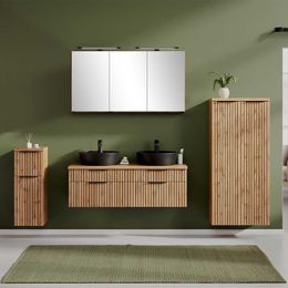 Pharao24.de Badm&ouml;bel mit zwei Becken und Spiegelschrank Made in Germany (vierteilig)