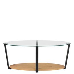 Pharao24.de Glas Couchtisch mit flacher Bodenplatte in Eichefarben oval