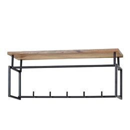 Pharao24.de Industriestil Wandgarderobe aus Mangobaum Massivholz Metall