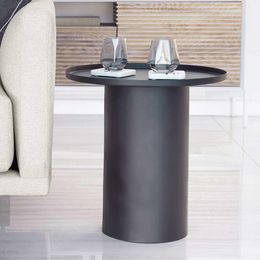 Pharao24.de Runder Metall Beistelltisch in Schwarz Industry und Loft Stil
