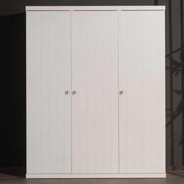 Pharao24.de Kleiderschrank in Wei&szlig; lackiert 3-t&uuml;rig