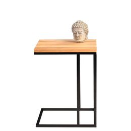 Pharao24.de Sofa Beistelltisch aus Kernbuche Massivholz Metall Schwarz