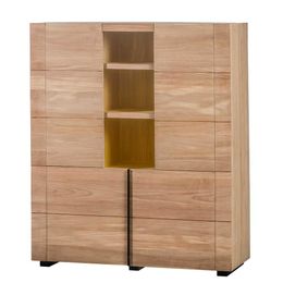 Pharao24.de Wohnzimmer Schrank in Teakfarben 150 cm hoch
