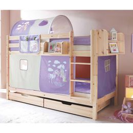 Pharao24.de Prinzessinenbett in Kieferfarben und Lila 140 cm hoch