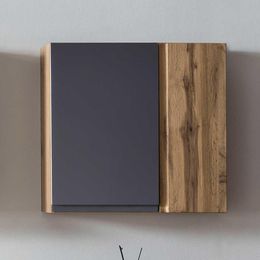 Pharao24.de Badezimmerwandschrank 65 cm breit Wildeichefarben & Dunkelgrau