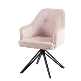 Pharao24.de Rosa Esstisch St&uuml;hle drehbar aus Cord Gestell aus Metall (2er Set)