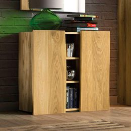 Pharao24.de Baumkanten Schuhschrank aus Eiche Massivholz Landhausstil