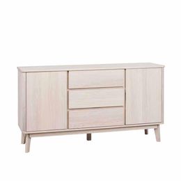 Pharao24.de Wohnzimmer Sideboard mit Eiche furniert White Wash