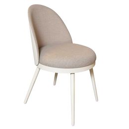 Pharao24.de Retro Polsterstuhl in Wei&szlig; und Beige Metallgestell