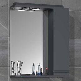 Pharao24.de Badezimmer Spiegelschrank in Anthrazit mit LED Beleuchtung Ablage