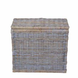 Pharao24.de Rattantruhe in Grau Pinie Massivholz