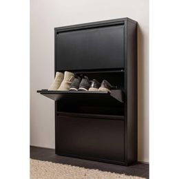 Pharao24.de Schuhschrank Schuh Klappschrank aus Metall in Schwarz