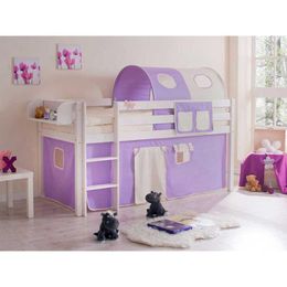 Pharao24.de Kinderhochbett in Wei&szlig; Lila-Beige