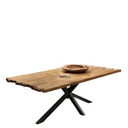 Pharao24.de Esszimmer Tisch aus Teak Recyclingholz Spider Gestell schwarz