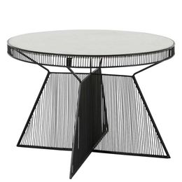 Pharao24.de Wohnzimmer Designtisch mit Marmorplatte 77 cm Durchmesser