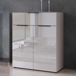 Pharao24.de Kommode Hochkommode mit Dreht&uuml;ren und Metallgriffen