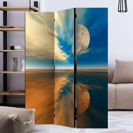Pharao24.de Umkleidewand blickdicht aus Leinwand und Holz Landschaftsmotiv