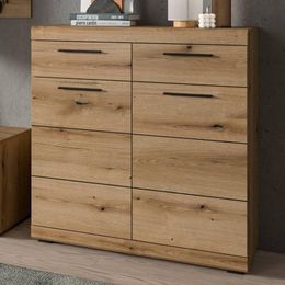 Pharao24.de Dielenkommode Garderobenkommode in Wildeichefarben und modernem Design