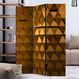 Pharao24.de Metalloptik Paravent in Goldfarben geometrischem Muster