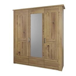 Pharao24.de Schlafzimmerschrank Kleiderschrank teilmassiv mit Spiegelt&uuml;r und Dreht&uuml;ren
