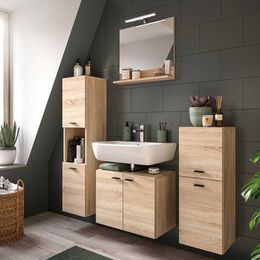 Pharao24.de Badm&ouml;bel Set Badm&ouml;belset mit Holzwerkstoff Oberfl&auml;che 33 cm tief (vierteilig)